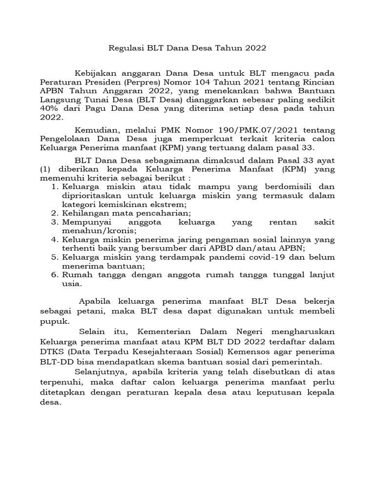 Contoh Format Berita Acara Monev KPM BLT DD TA 2022 | PDF