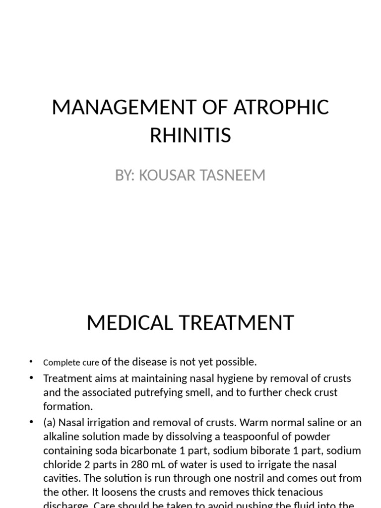 Management of Atrophic Rhinitis | PDF | Human Nose | Rhinology