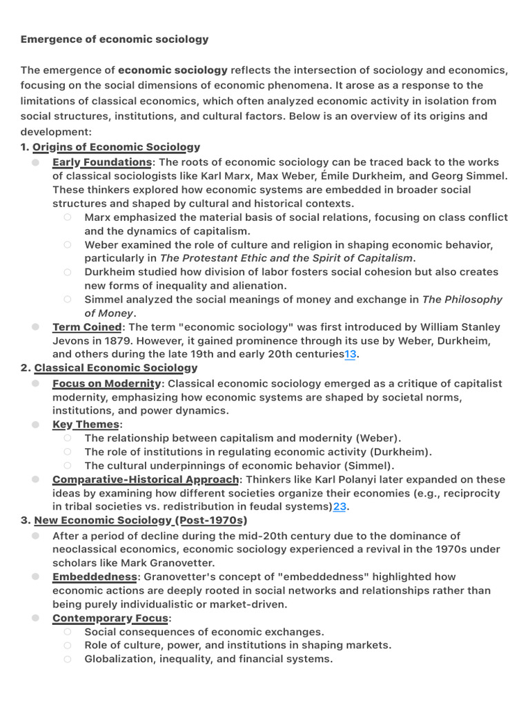 Economic Sociology: Origins and Impact | PDF | Sociology | Economics