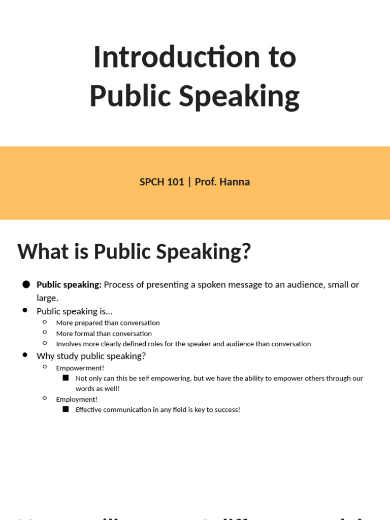 Intro To Public Speaking | PDF | Communication | Nonverbal Communication
