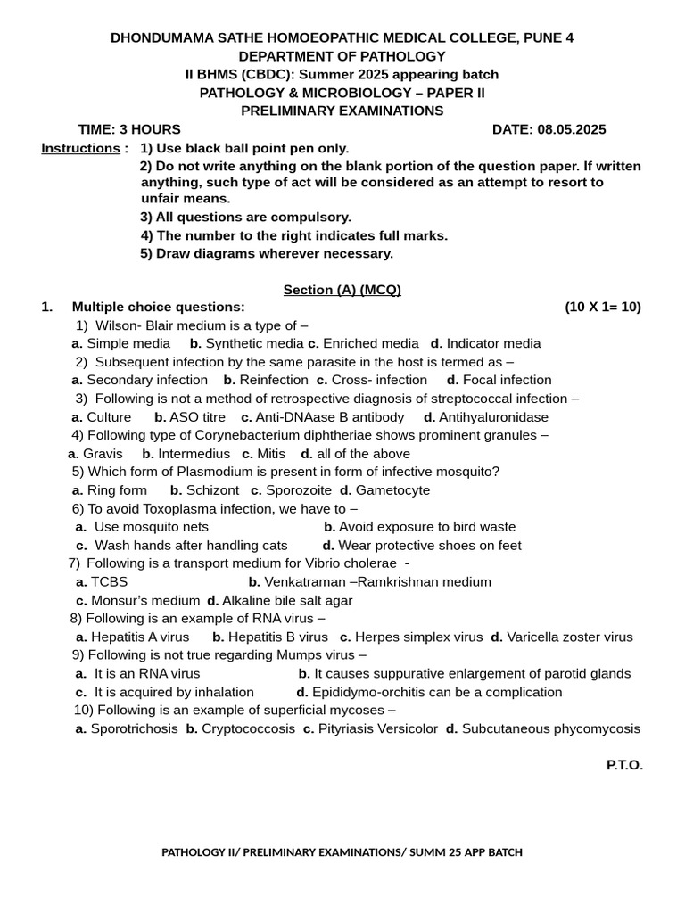 Patho II Prelims CBDC Summ 25 | PDF | Virus | Pathogen
