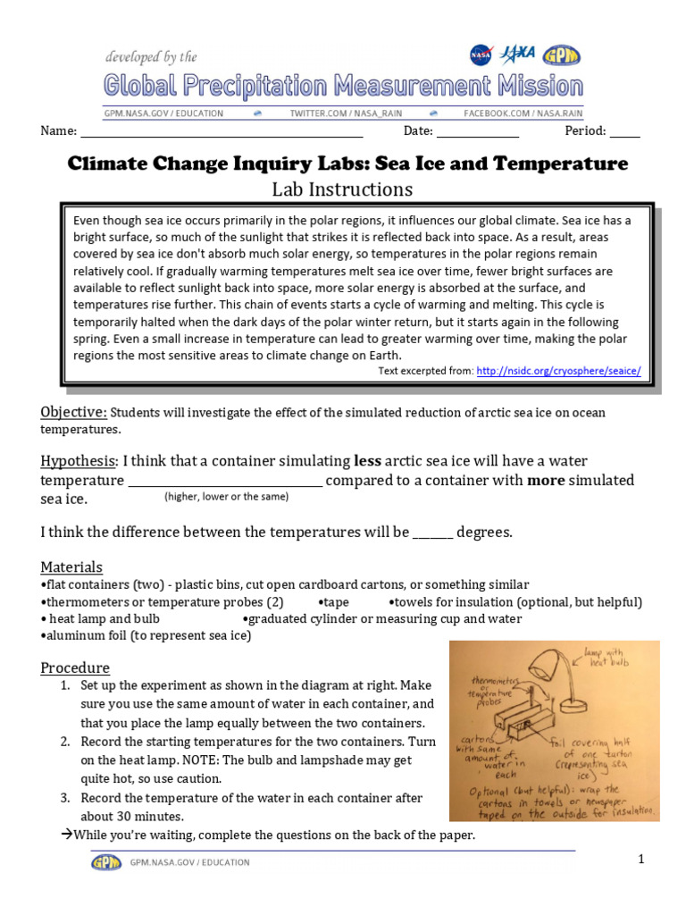 Climate Change Inquiry Sea Ice Lab | PDF | Sea Ice | Ice