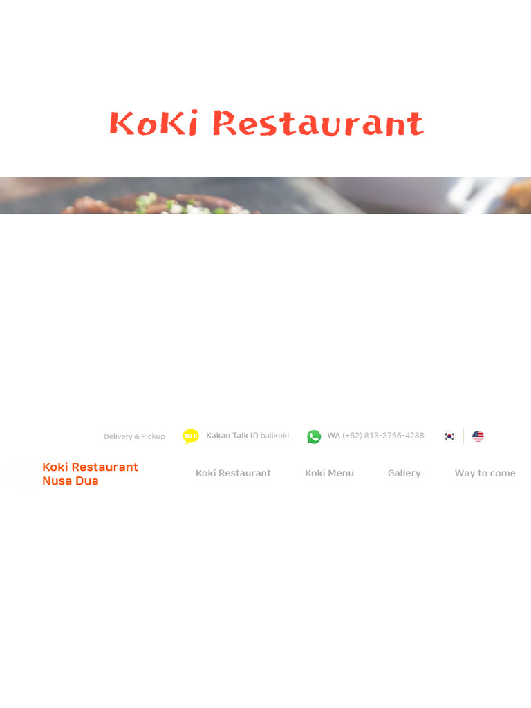 Meal, Meat, Dish - Koki Restaurant Nusa Dua | PDF | Korean Cuisine | Food And Drink Preparation