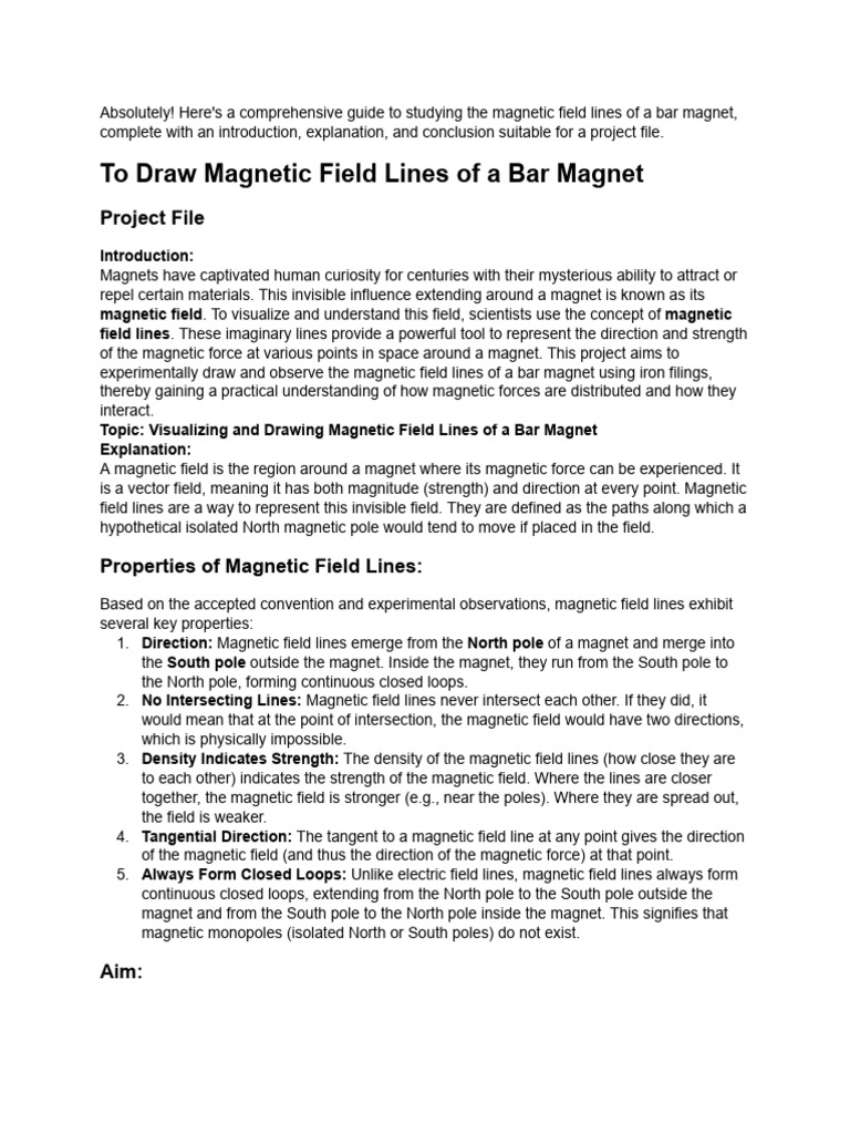 Drawing Magnetic Field Lines of Bar Magnet | PDF | Magnetic Field | Magnet