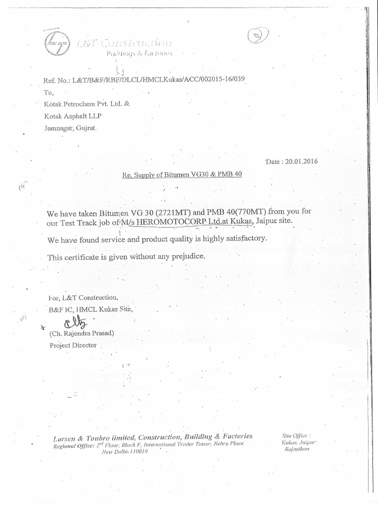 LNT Construction Quantity Confirmation | PDF