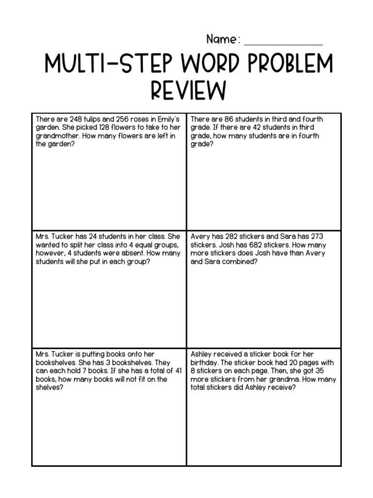 Multi-Step Word Problem Review: Name | PDF
