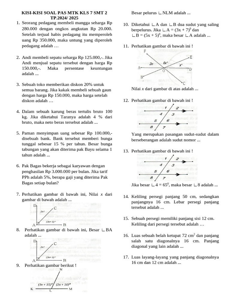Soal Tugas Akhir SMT 2 Tp.2024-2025 | PDF