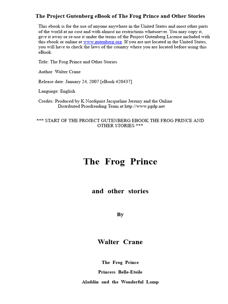 The Frog Prince and Other Stories by Walter Crane | PDF | Project ...