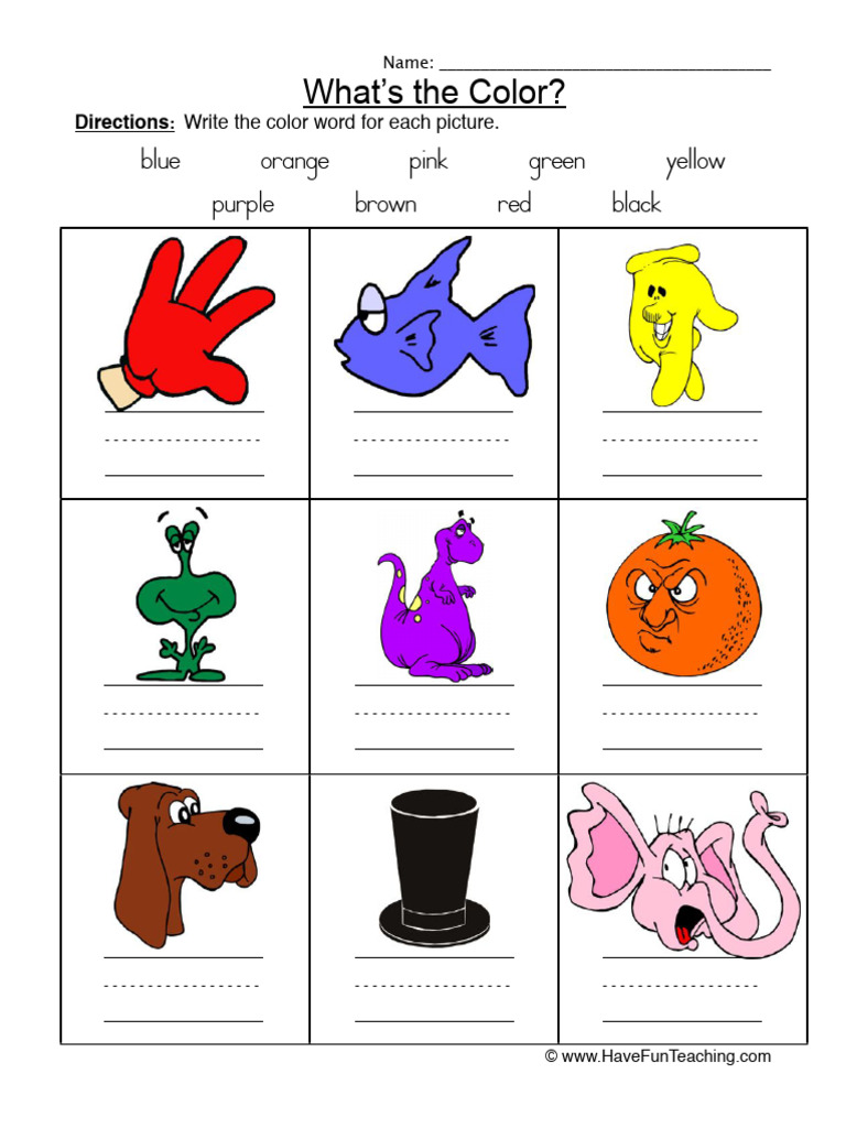 Color Names Worksheet 1 | PDF