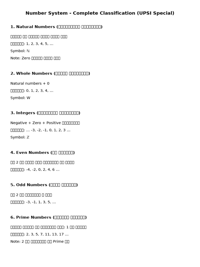 Number System UPSI Complete List | PDF