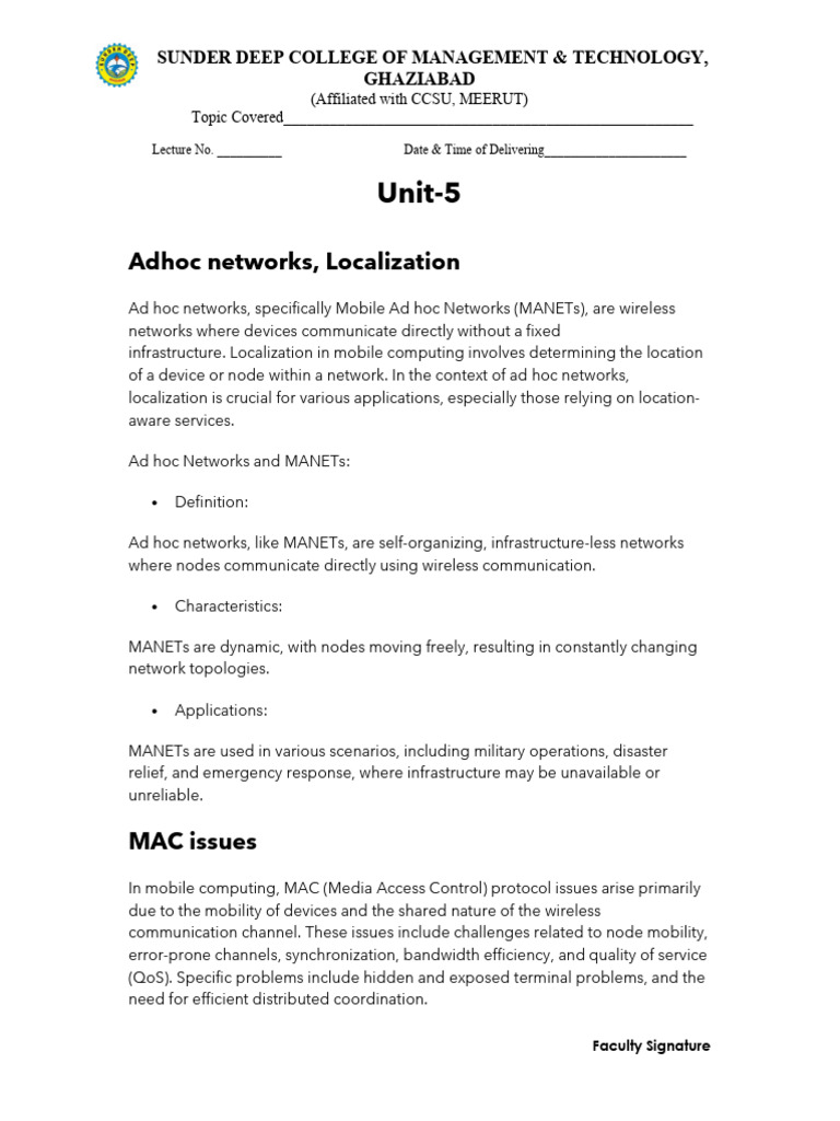 Mobile Computing Notes Unit 5 | PDF | Wireless Ad Hoc Network | Routing