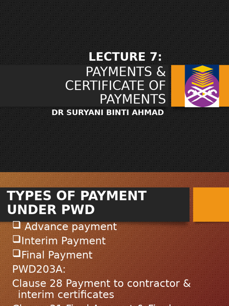 Lecture 7 Payment & Certificate of Payments | PDF | Bonds (Finance) | Insurance