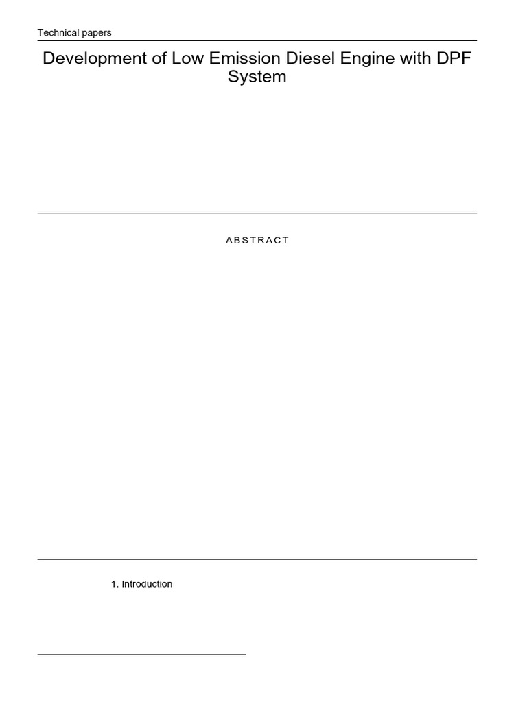 Development of Low Emission Diesel Engine With DPF System | PDF ...