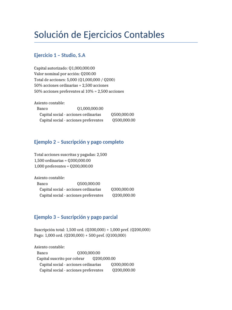 Ejercicios Contables Resueltos | PDF | Sector privado | Valoración (Finanzas)