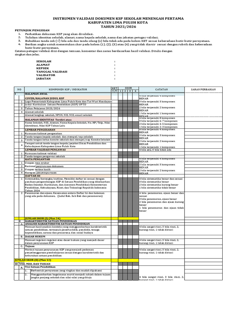 Instrumen KSP SMP TP 2025-2026 | PDF