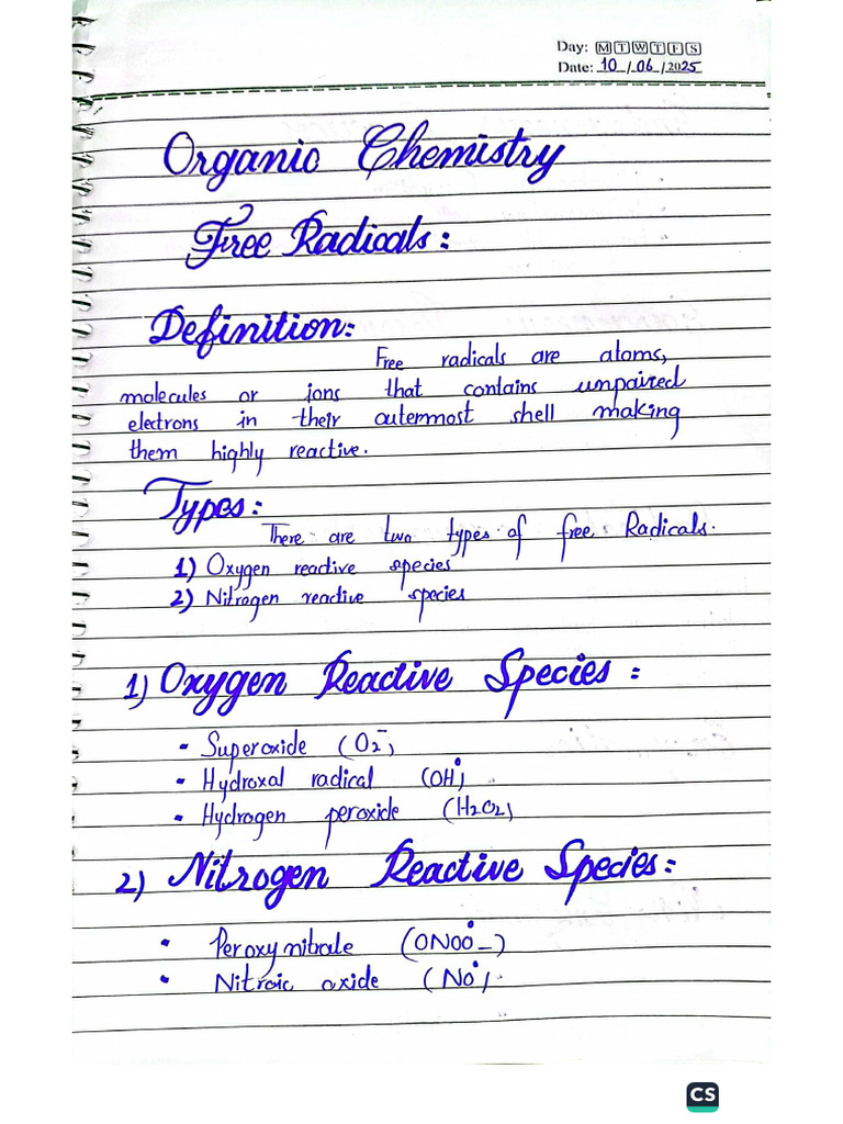 Anic Chemistry (Free Radicals) | PDF