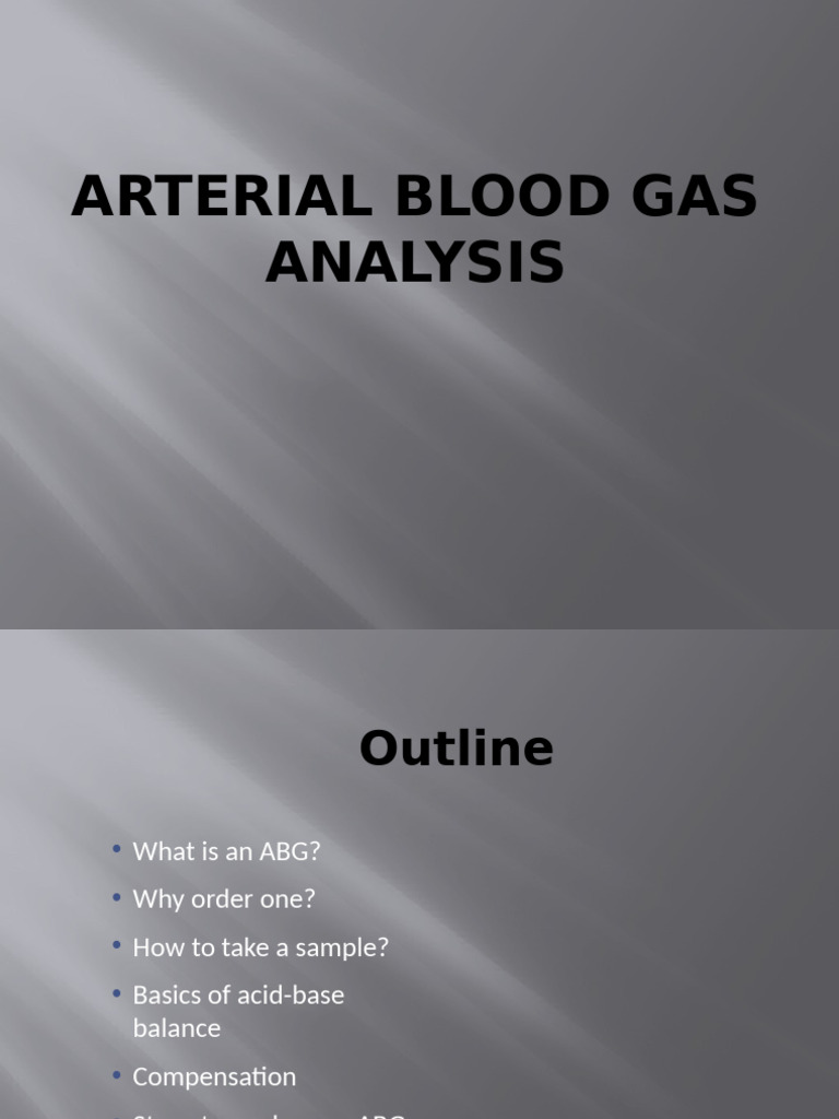 Arterial Blood Gas Analysis | PDF | Bicarbonate | Medical Specialties