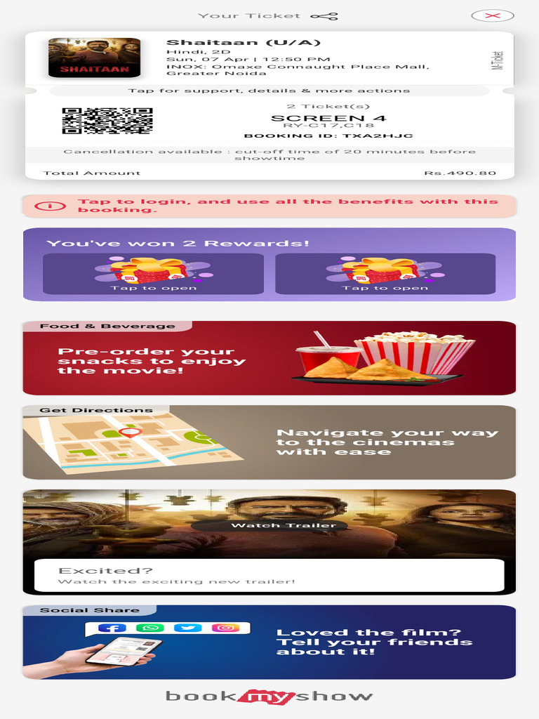 Booking Details - BookMyShow | PDF