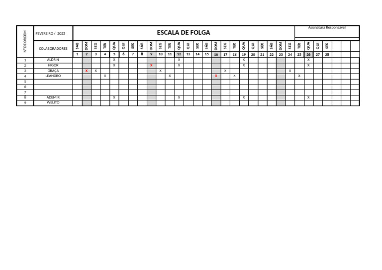 Escala de Folga | PDF