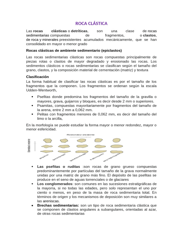 Rocas Clasticas y No Clasticas | PDF | Roca clástica | Roca sedimentaria