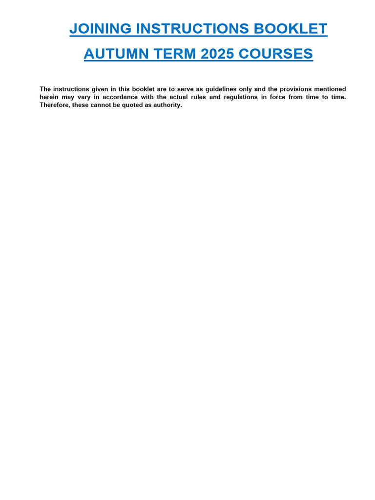 AFA Joining Instructions 2025 | PDF