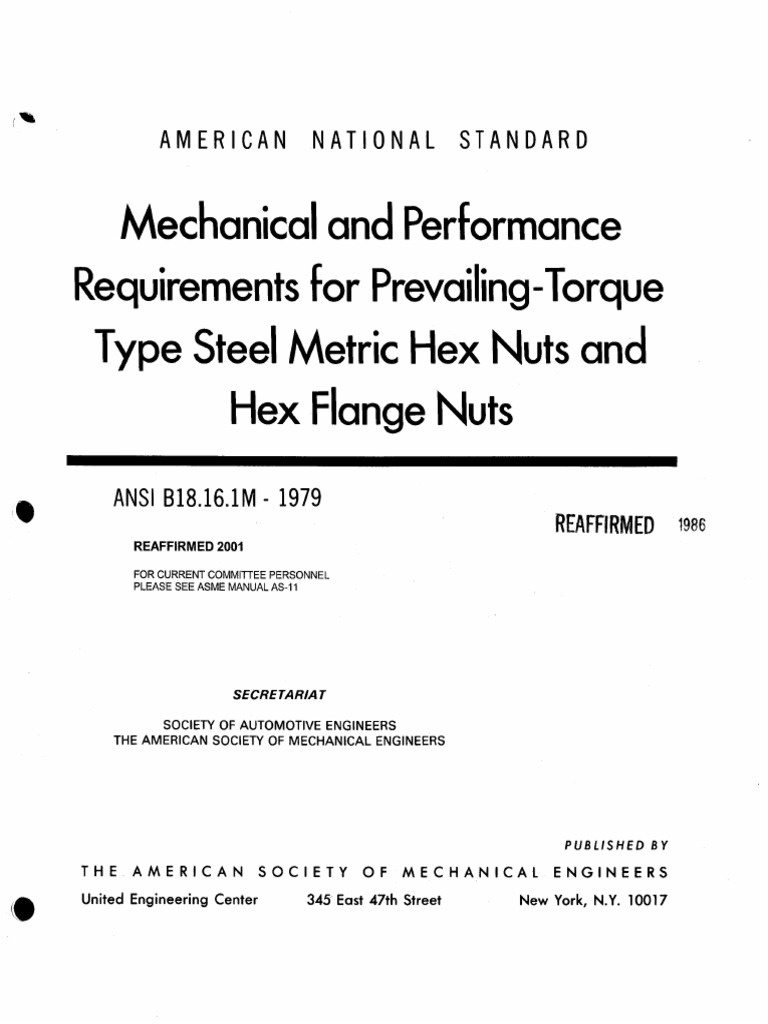 Asme B18.16.1M-1979 | PDF