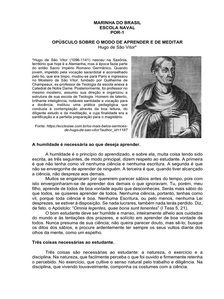 Opúsculo sobre Aprender e Meditar | PDF | Aprendizado | Sabedoria