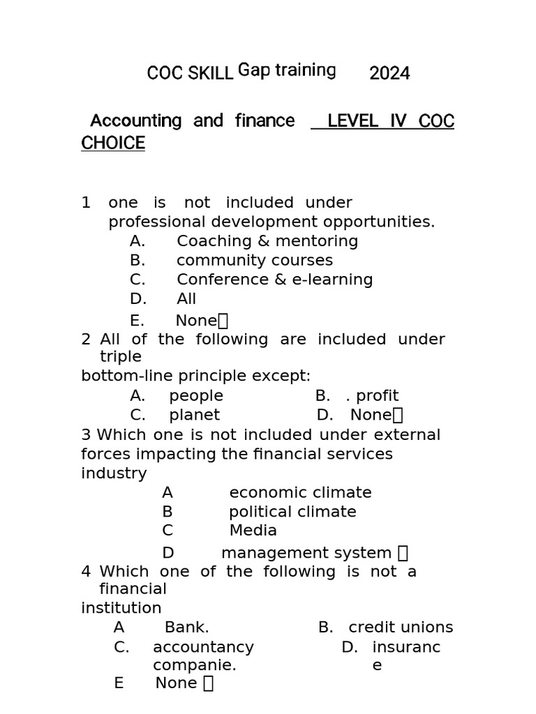 Accounting Coc Skill Gap Level 3 and 4theory | PDF | Debits And Credits ...