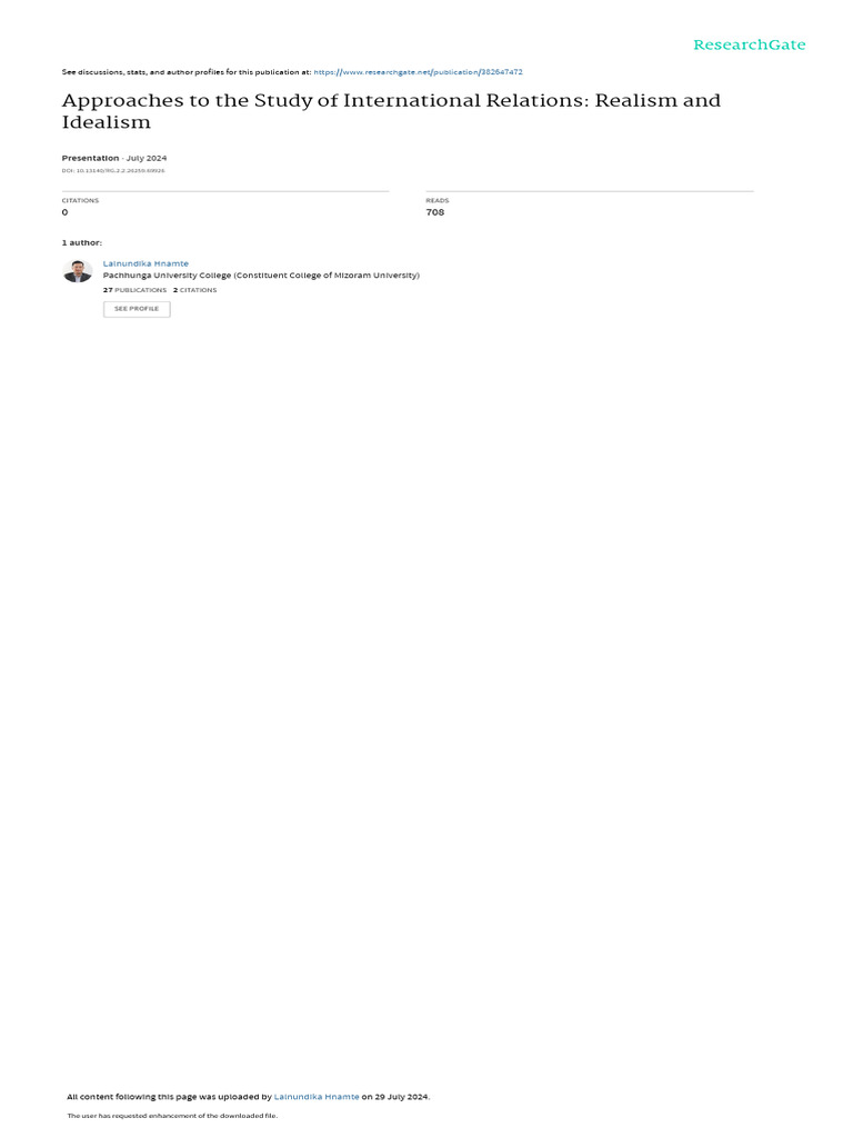 1 2Approaches-IdealismRealism | PDF | Global Politics | International Relations