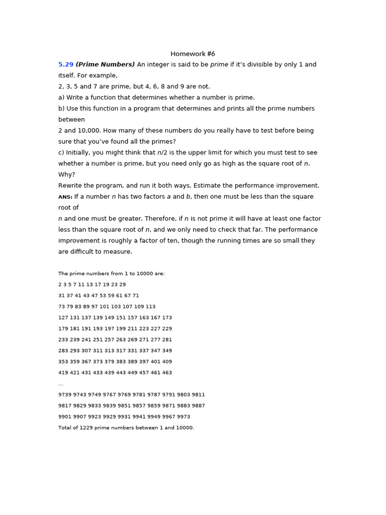 CPP Homework 06 20221028 | PDF | Prime Number | Numbers