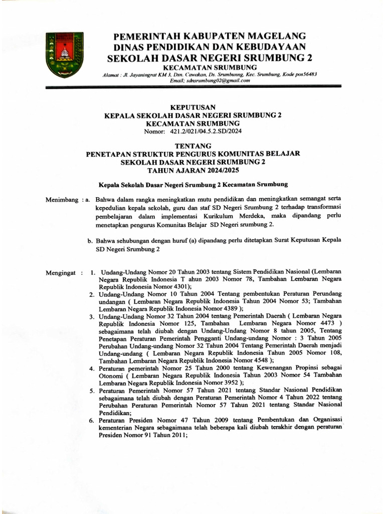 SK Kombel SDN Srumbung 2 | PDF