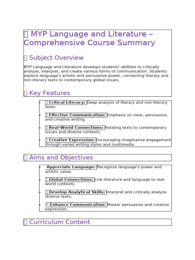 MYP Language and Literature Overview | PDF | Narrative | Essays