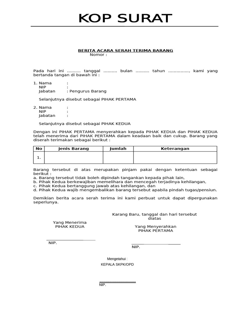 Contoh BAST | PDF