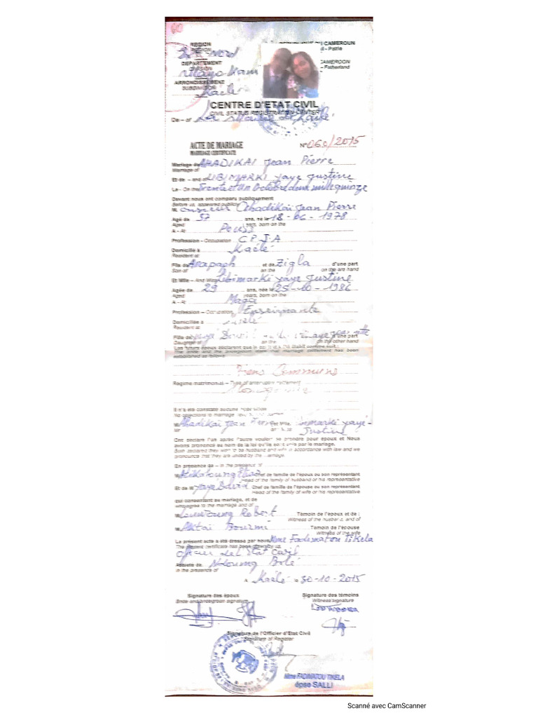 Acte Mariage AHADIKAI Et Justine | PDF