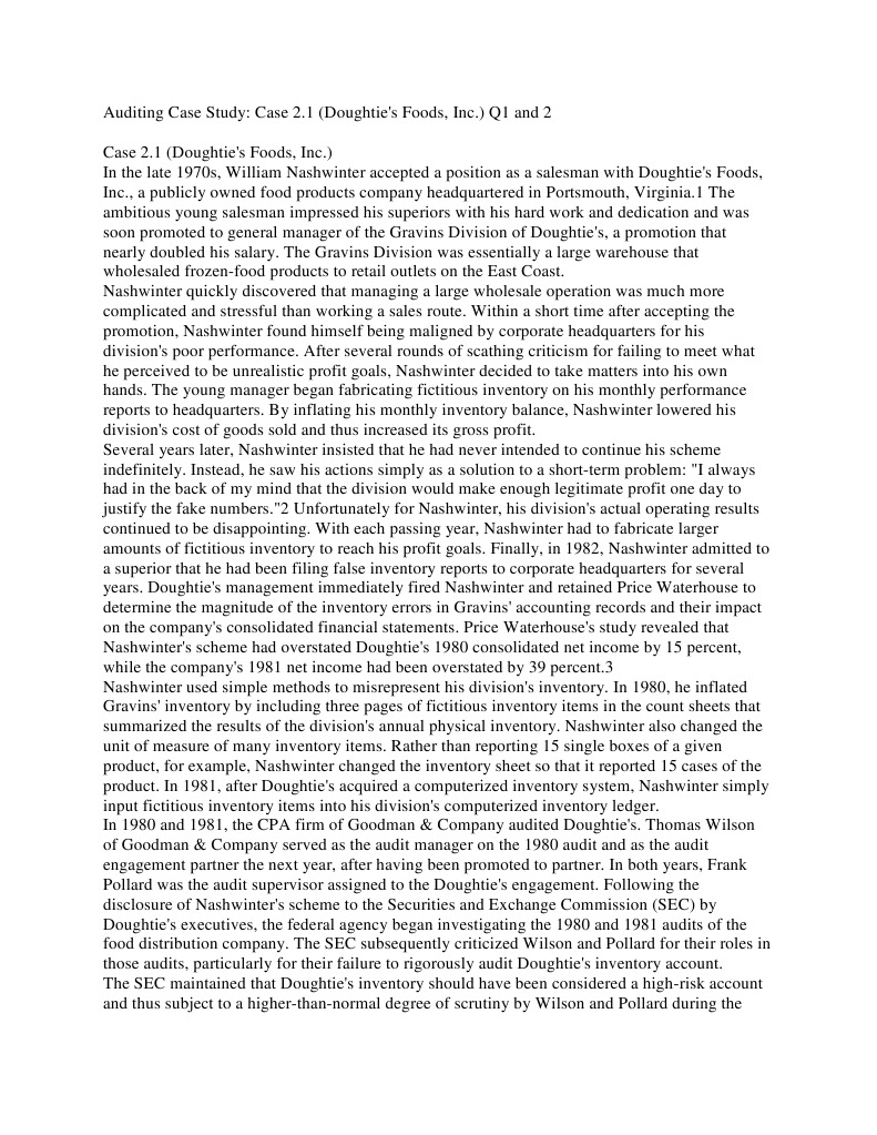 Auditing Case Study | PDF