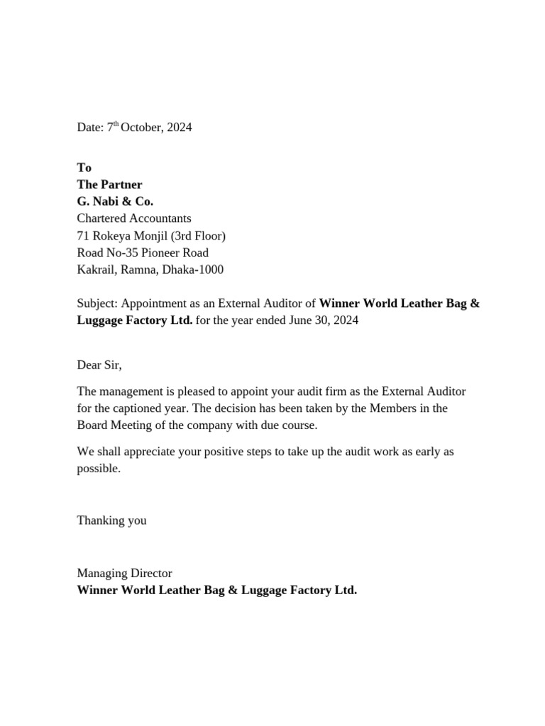 Appointment Letter Winner | PDF