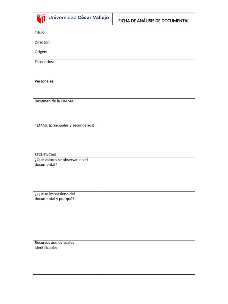 Ficha de Ánalisis de Documental | PDF