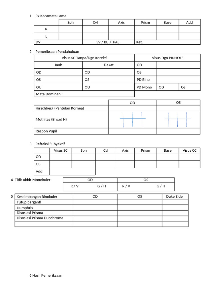Status Refraksi Pasien | PDF