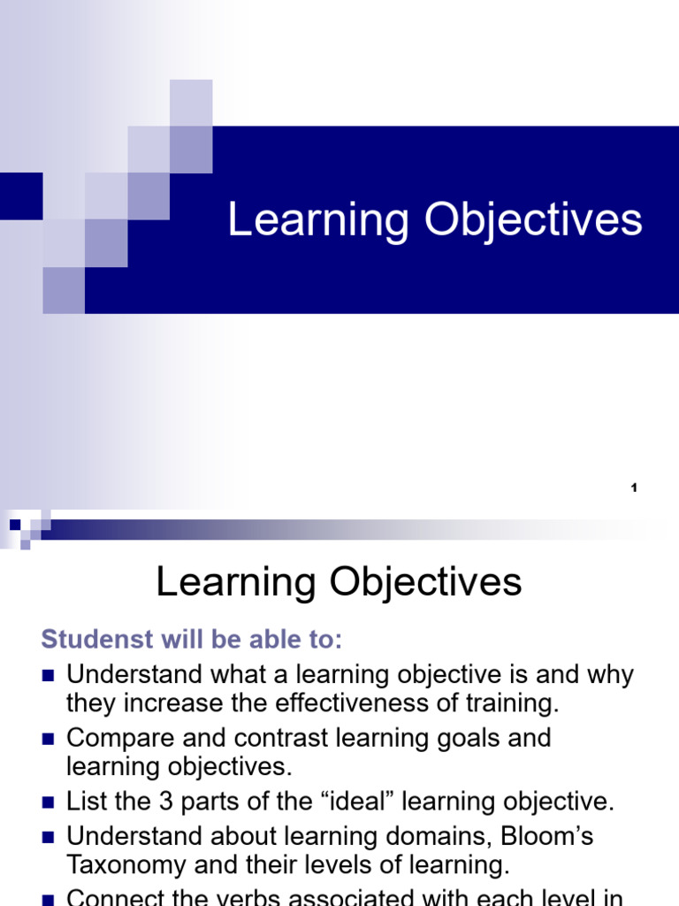 Learning-Objectives - Goals | PDF | Learning | Knowledge