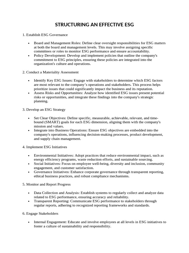 Structuring An Effective Esg-1 | PDF | Governance | Economies