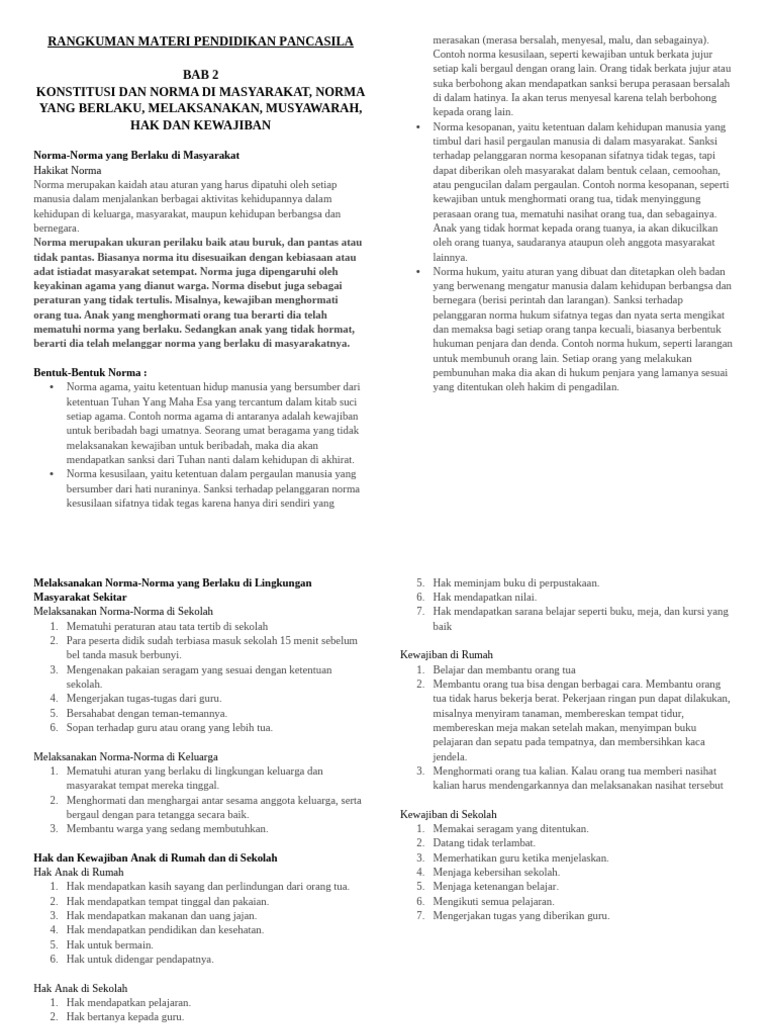 Materi PPKN Bab 2 Konstitusi Dan Norma Masyarakat | PDF