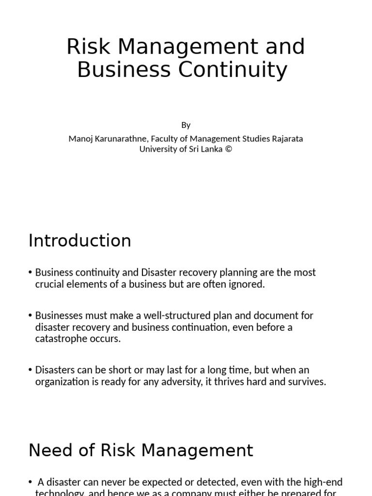 Risk Management and BC | PDF | Business
