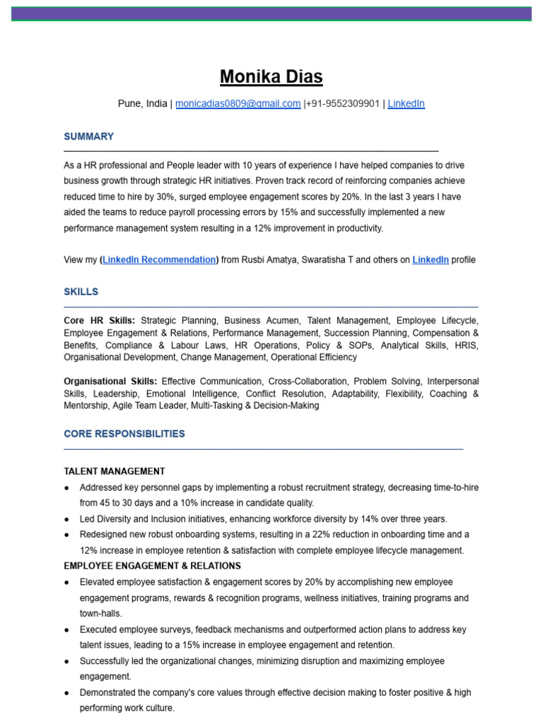 Resume-MONIKA D-13-June-2025 | PDF | Employee Retention | Employment