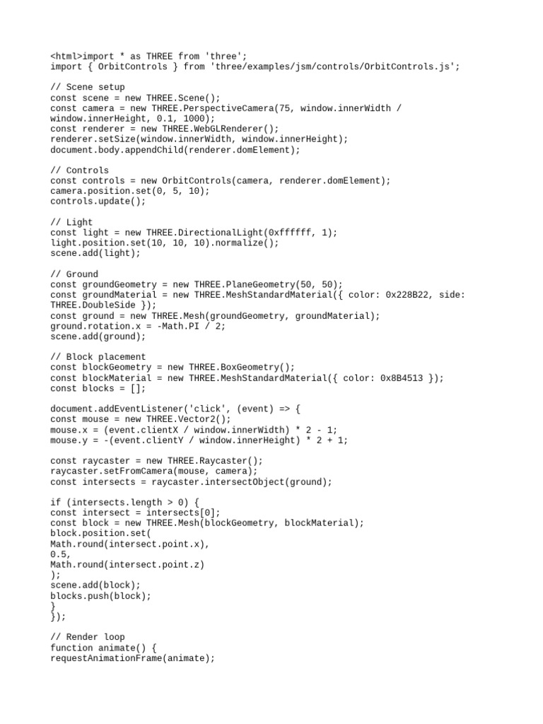 Minecraft Clone - HTML | PDF