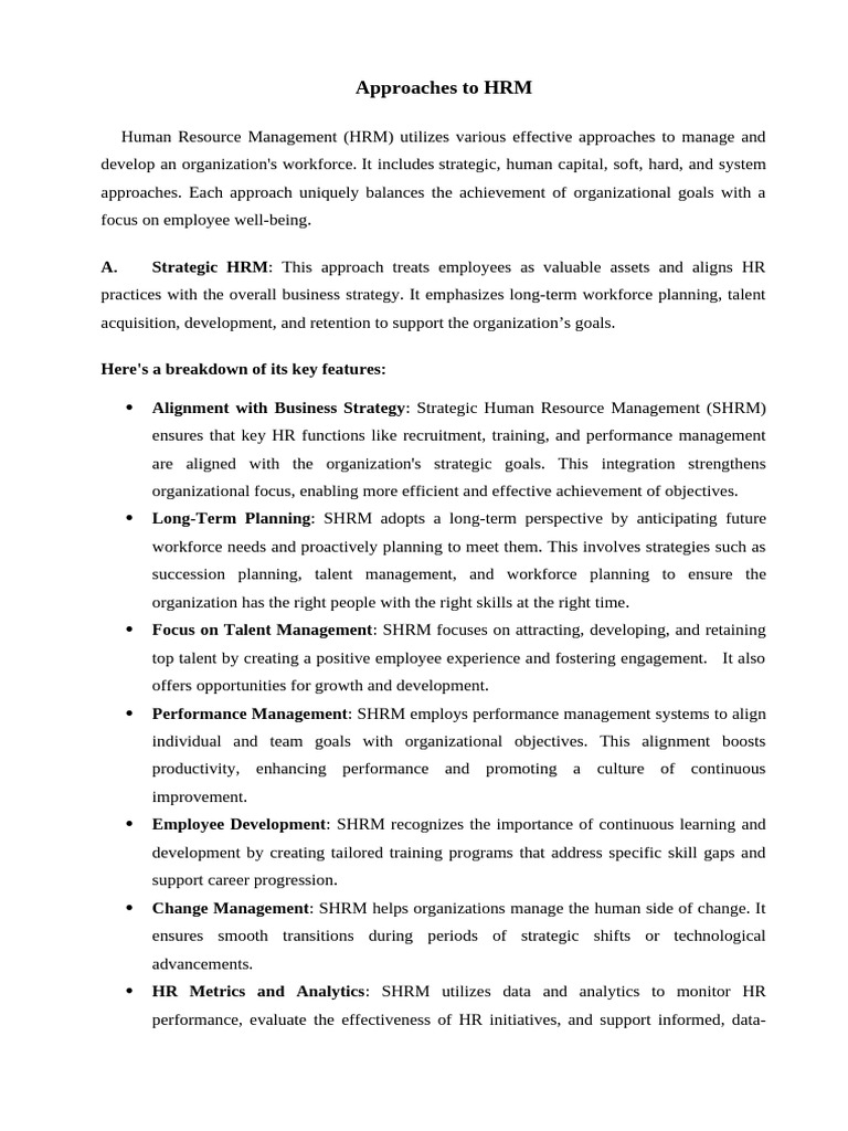 1 Human Resource Management Approaches | PDF | Human Resource ...