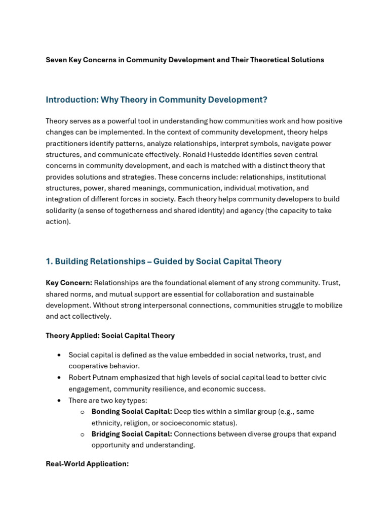Seven Key Concerns in Community Development Field | PDF | Social ...