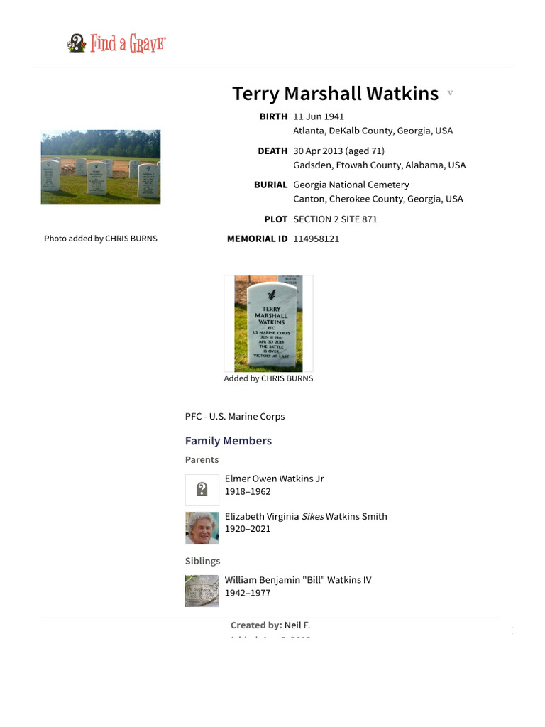 Terry Marshall Watkins 2013 Obituary | PDF
