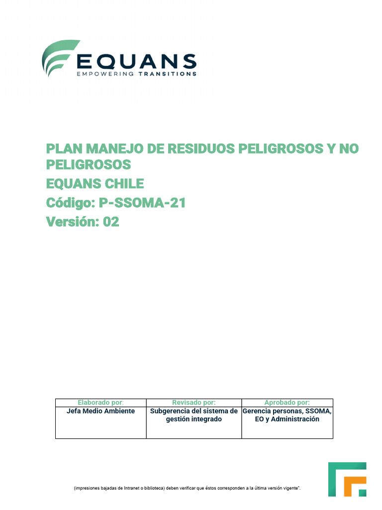 P-SSOMA-21 Procedimiento Estándar de Manejo de Residuos EQUANS V02 | PDF | Residuos | Reciclaje