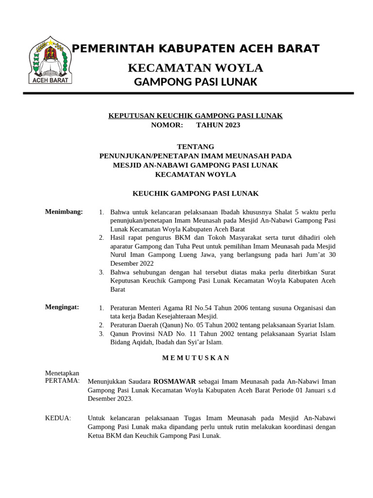 Sk Imam Meunasah | PDF