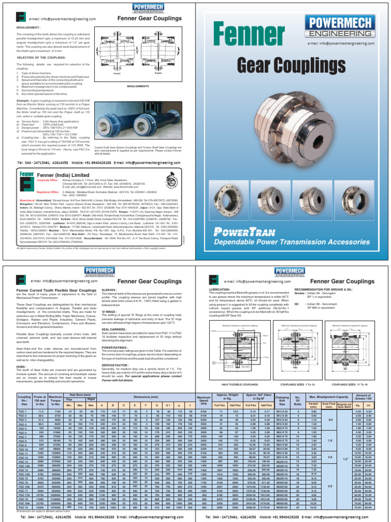 Fenner Flexible Gear Couplings | PDF | Gear | Mechanical Engineering